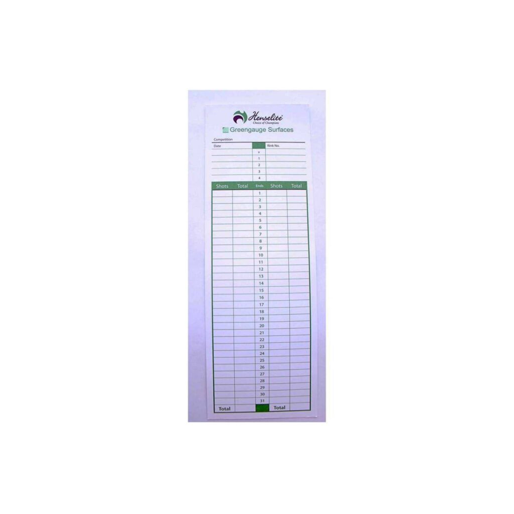 Henselite-Greengauge Bowls Scorecard – Greengauge Sports